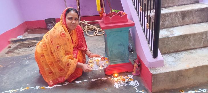 Worship of Goddess Lakshmi on the occasion of Aghan Thursday in Kharora ...