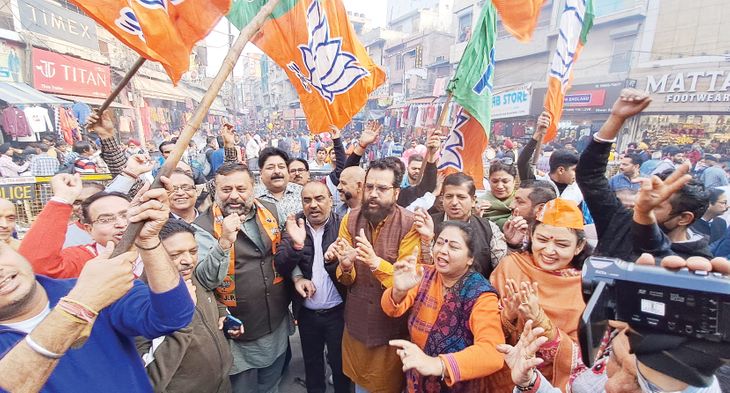 BJP workers celebrated victory in three states