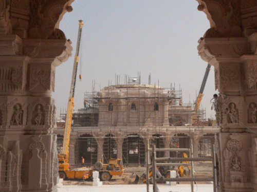 Ayodhya's Dharmapath bathed in the grand light of Surya Stambh.Ayodhya ...