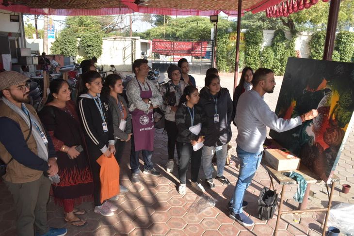 On the very first day, painters gathered from India and abroad painted ...