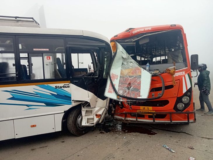 Heavy collision between roadways bus and private bus | रोडवेज बस और प्राइवेट बस में हुई जोरदार ...