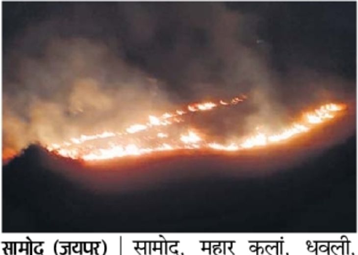 Samod: Fire broke out in Aravalli hills, flames seen up to 8 km away ...