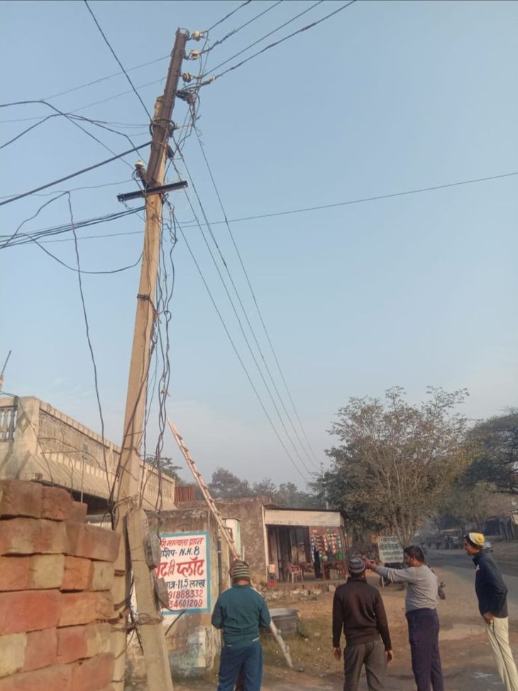 Electricity Corporation raised the lines by installing poles in Nahar ...