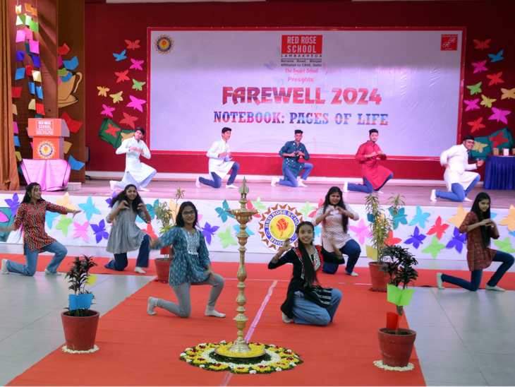 Farewell to class 12 students at Red Rose School Lambakheda Bhopal