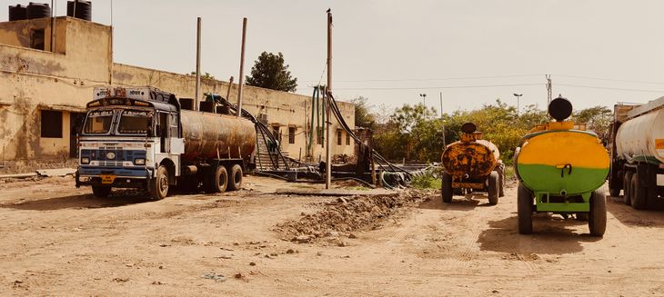 Exploiting 60 MLD water daily by digging wells in the dark zone ...