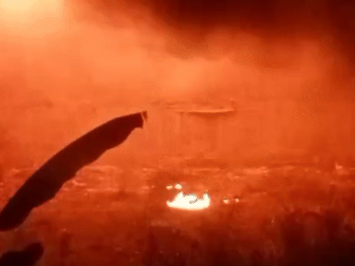A huge fire broke out in a thinner factory