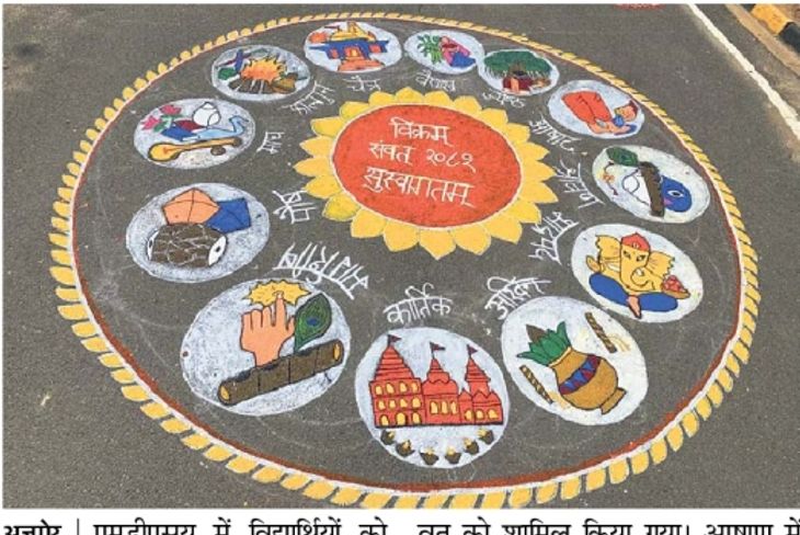 Rangoli depicts harvesting in Chaitra and Vaishakh along with Brahma ...