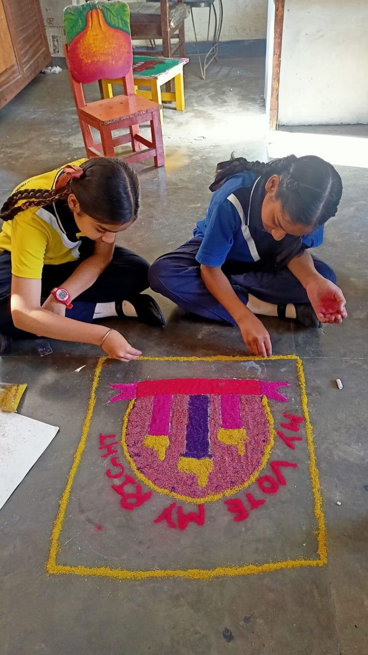 Inspired to use voting rights by making Rangoli | रंगोली बनाकर मताधिकार ...