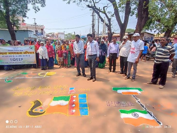 Voters were made aware to cast their vote by making Rangoli | मतदाताओं ...