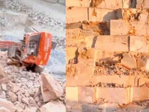 Poclain machine overturned due to collapse of wall at mine | माइंस पर ...