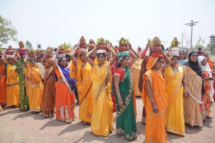 A procession was taken out in the village on the occasion of Karma ...