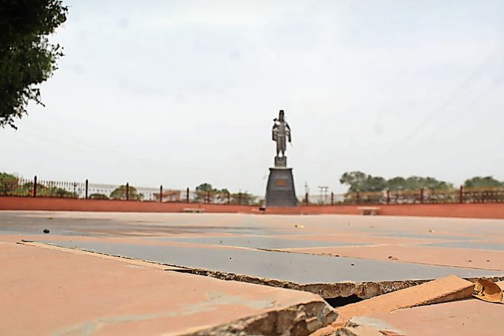 Tiles started coming off around the statue of Emperor Yashodharman at ...