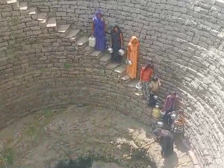 Women are filling water by descending into a 30 feet deep well | 30 फीट ...