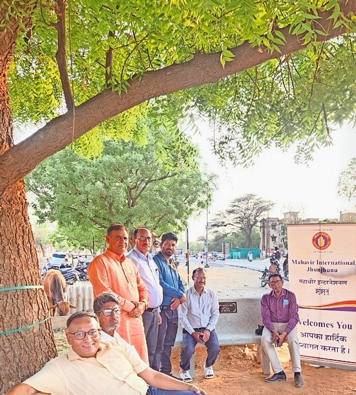 Cement benches were installed for passersby to sit
