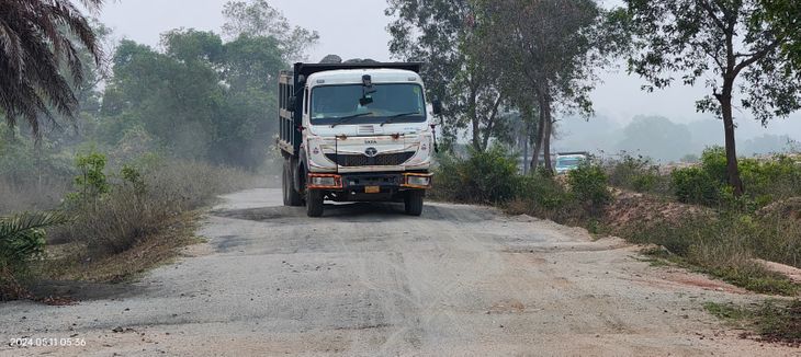 The road constructed just a year ago under the Pradhan Mantri Gram ...