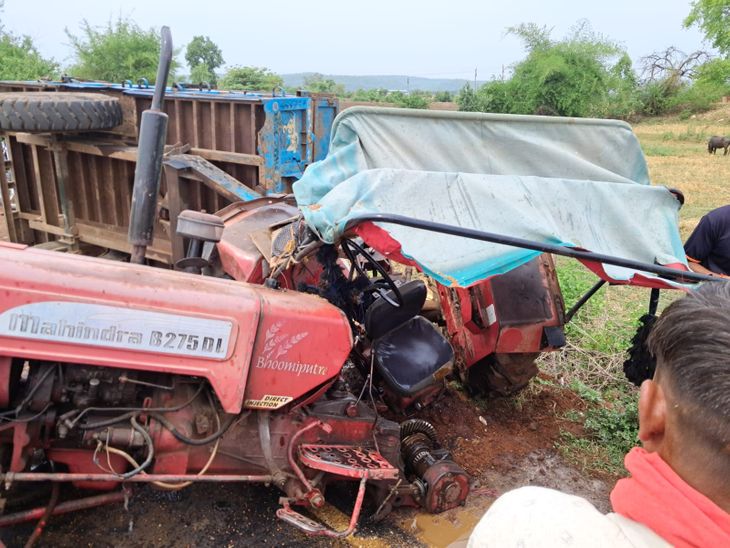 Collision between truck and tractor