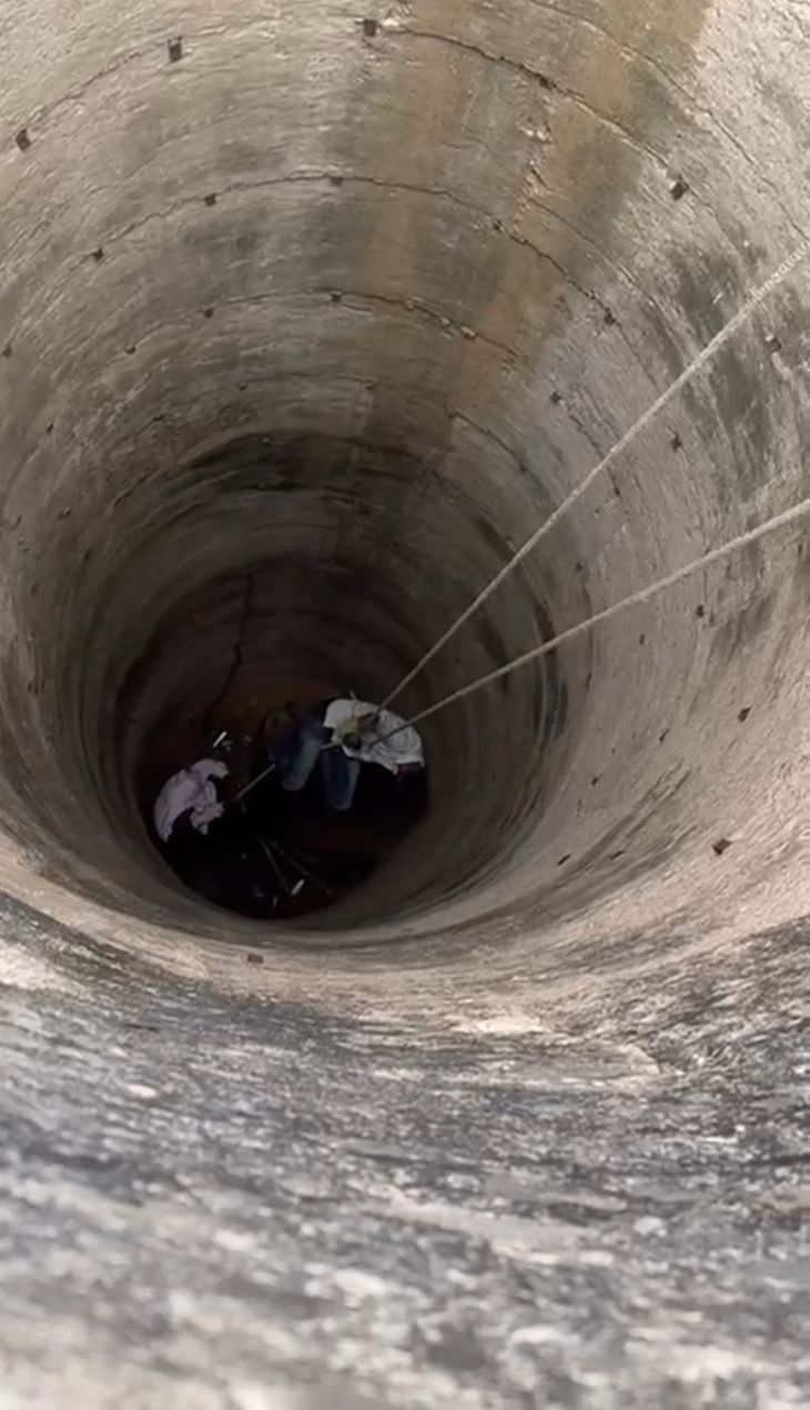Villagers descended into a 150 feet deep well and rescued the peacock ...