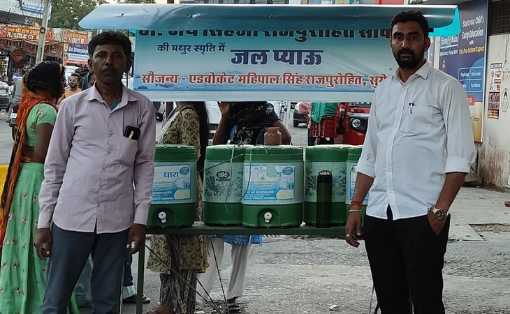 A tent was put up and a temporary drinking water stall was set up ...