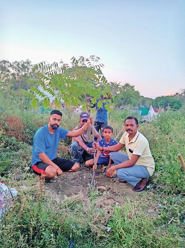 Members of the ancient Kali Ghat Kali Mata Mandir committee planted ...
