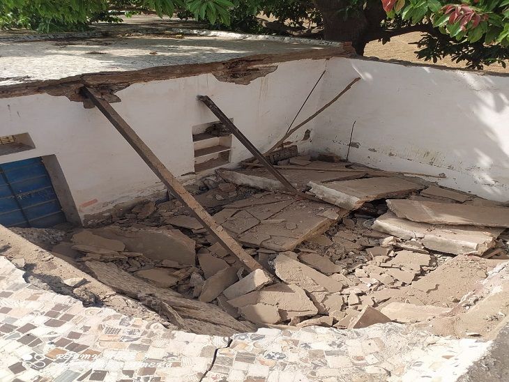 The roof of a government school room collapsed in Semari area of ...