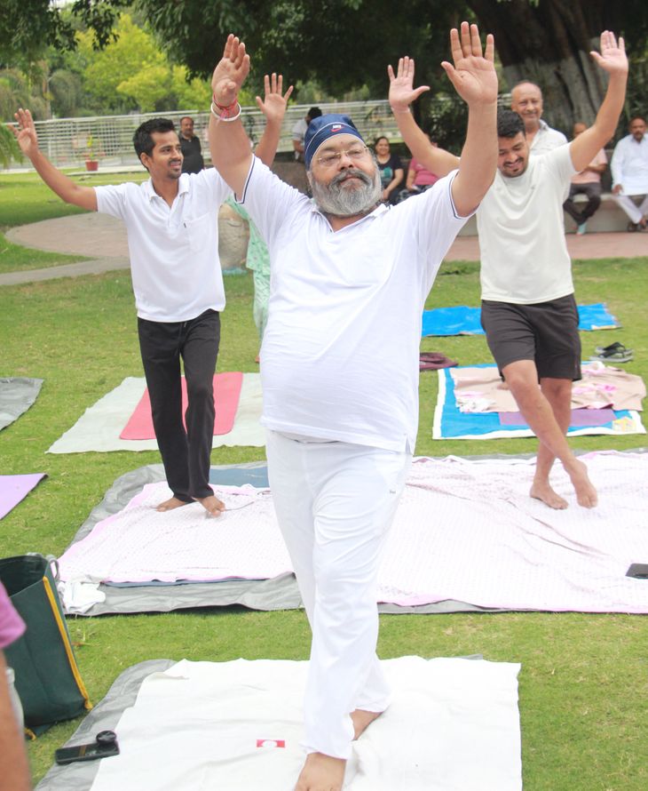 The seekers practiced Surya Namaskar, Tree Asana, Palm Asana