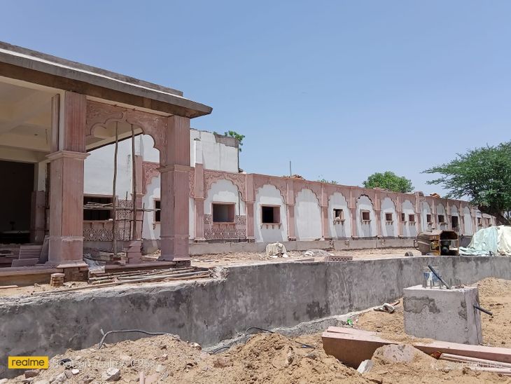 Construction work is going on at a fast pace at Deshnok Railway Station ...