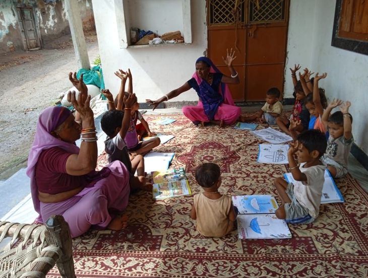 A mobile Anganwadi centre in Paniwala Gadh, no building, sometimes ...