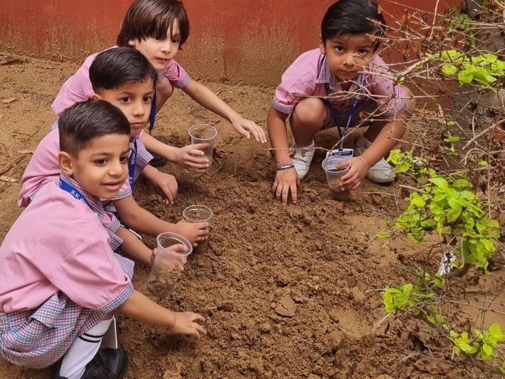 Little children planted saplings during tree plantation week ...