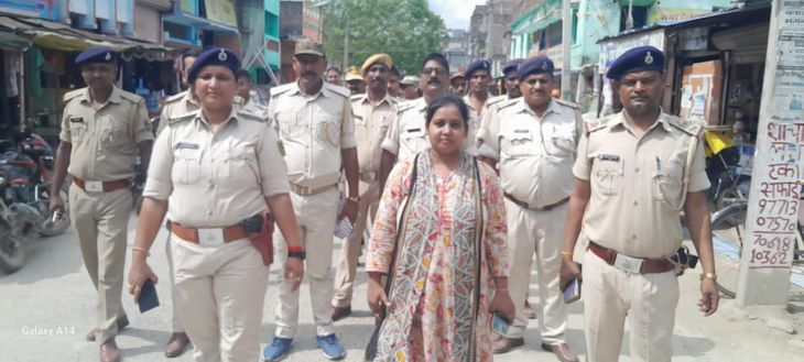 A flag march was taken out in Nautan on the occasion of Moharram, the ...