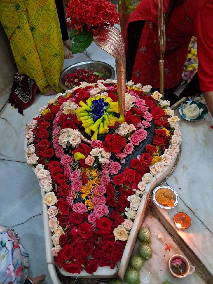 On the first day, the Shivling was decorated with flowers | पहले दिन ...