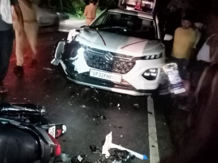 Car hits bike rider in Unnao | उन्नाव में कार ने बाइक सवार को मारी टक्कर: हादसे में बाइक सवार ...