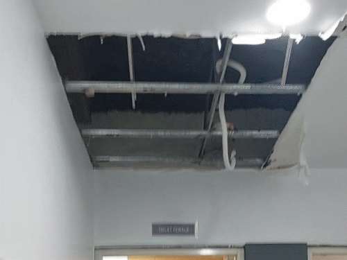 False ceiling started falling after opening of ICU ward