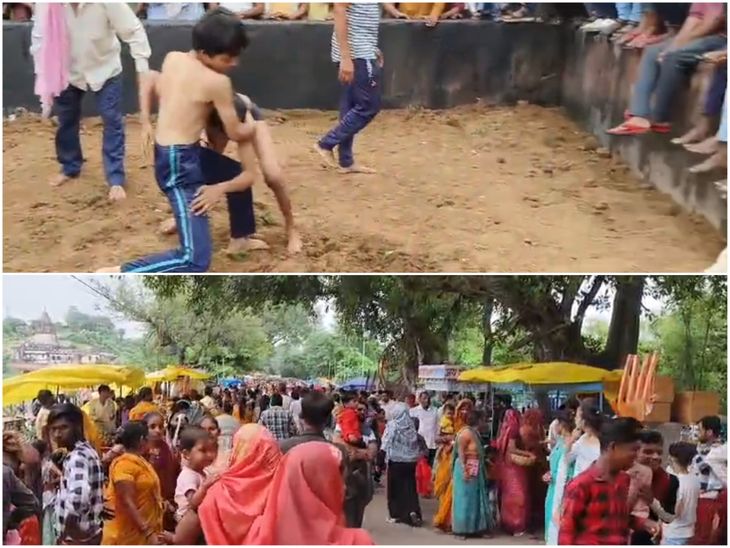 Traditional Sawan Teej fair was organised at Lala's pond, wrestling was ...