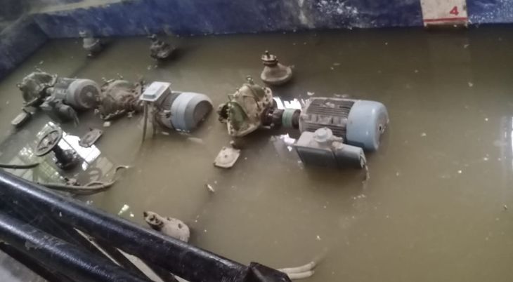 Waterlogging in pump house due to heavy rain, drinking water supply ...