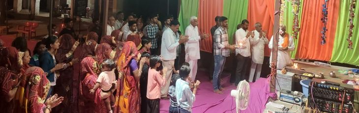 Bhajans were sung after the Aarti during the Durga Puja festival in ...