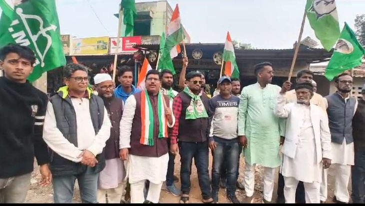 Fireworks were burst and sweets were distributed in Jamua on the ...