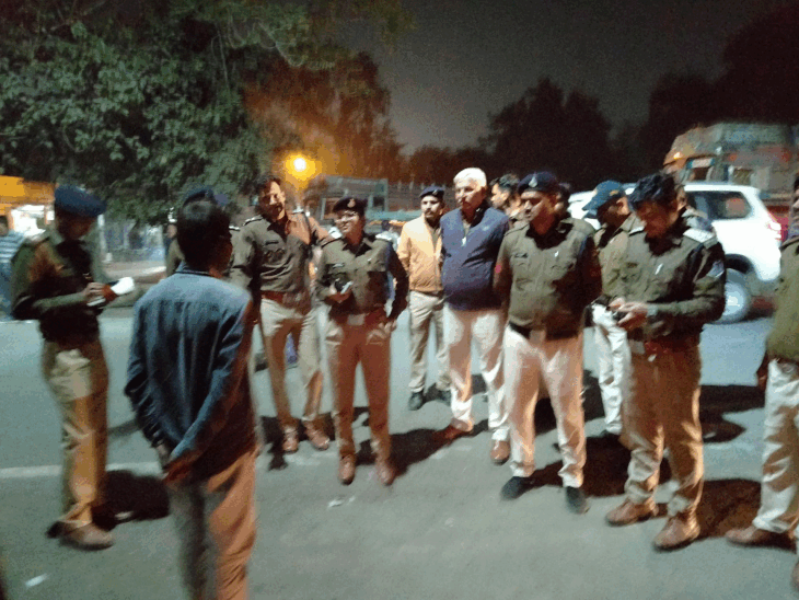 Police from two police stations took out a foot march in the city to ...