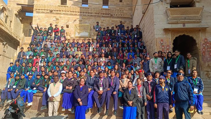 On the second day of the trekking camp, the scout guides organized a ...