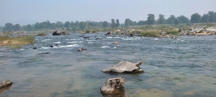 The view of the Ghaghi Koel river bank of Samej is captivating, it is ...