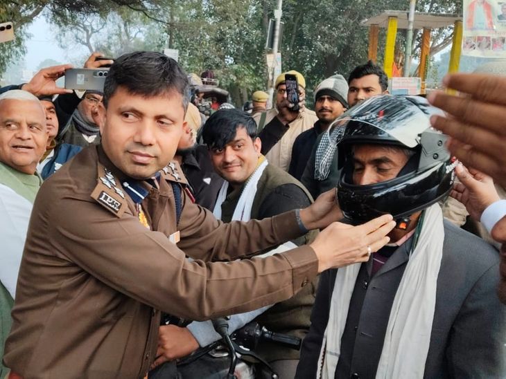 SSP and Block Pramukh made the bike riders wear helmets