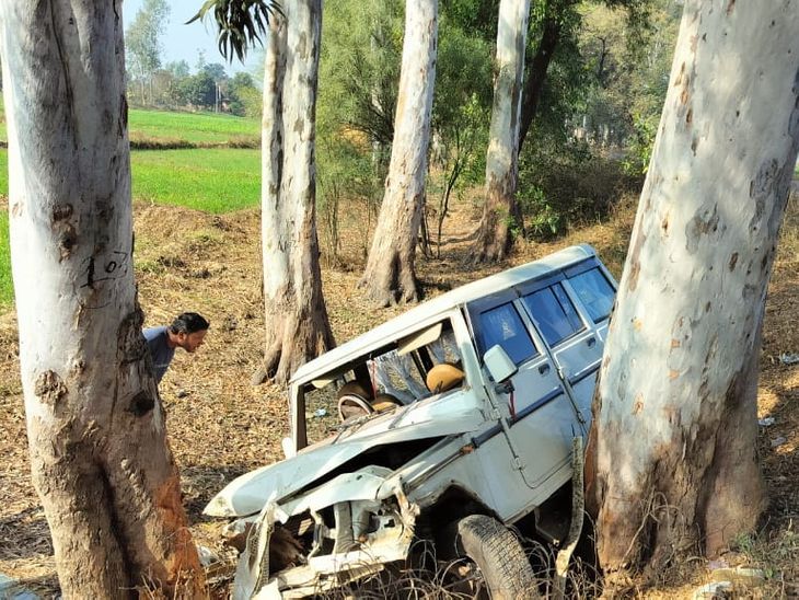 Bolero of devotees returning from Prayagraj collided with a tree