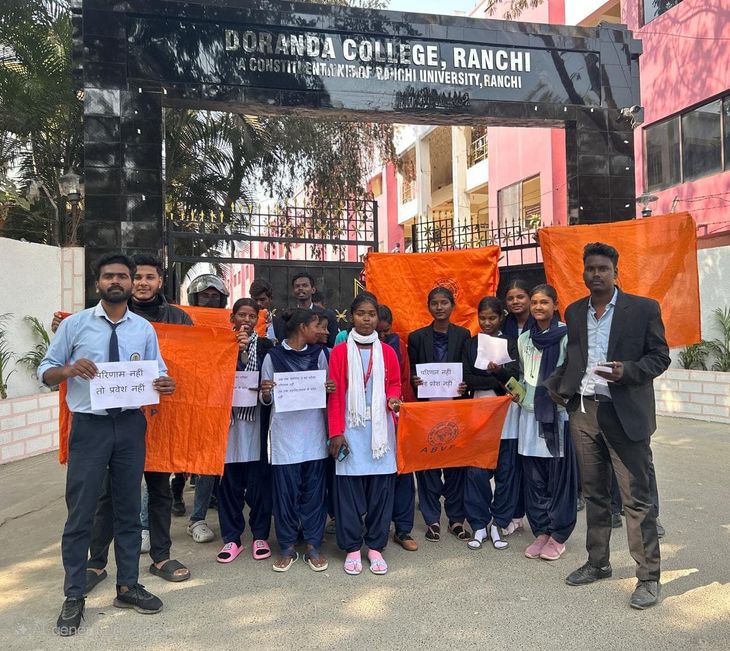 Students protest in Doranda College demanding the release of results ...