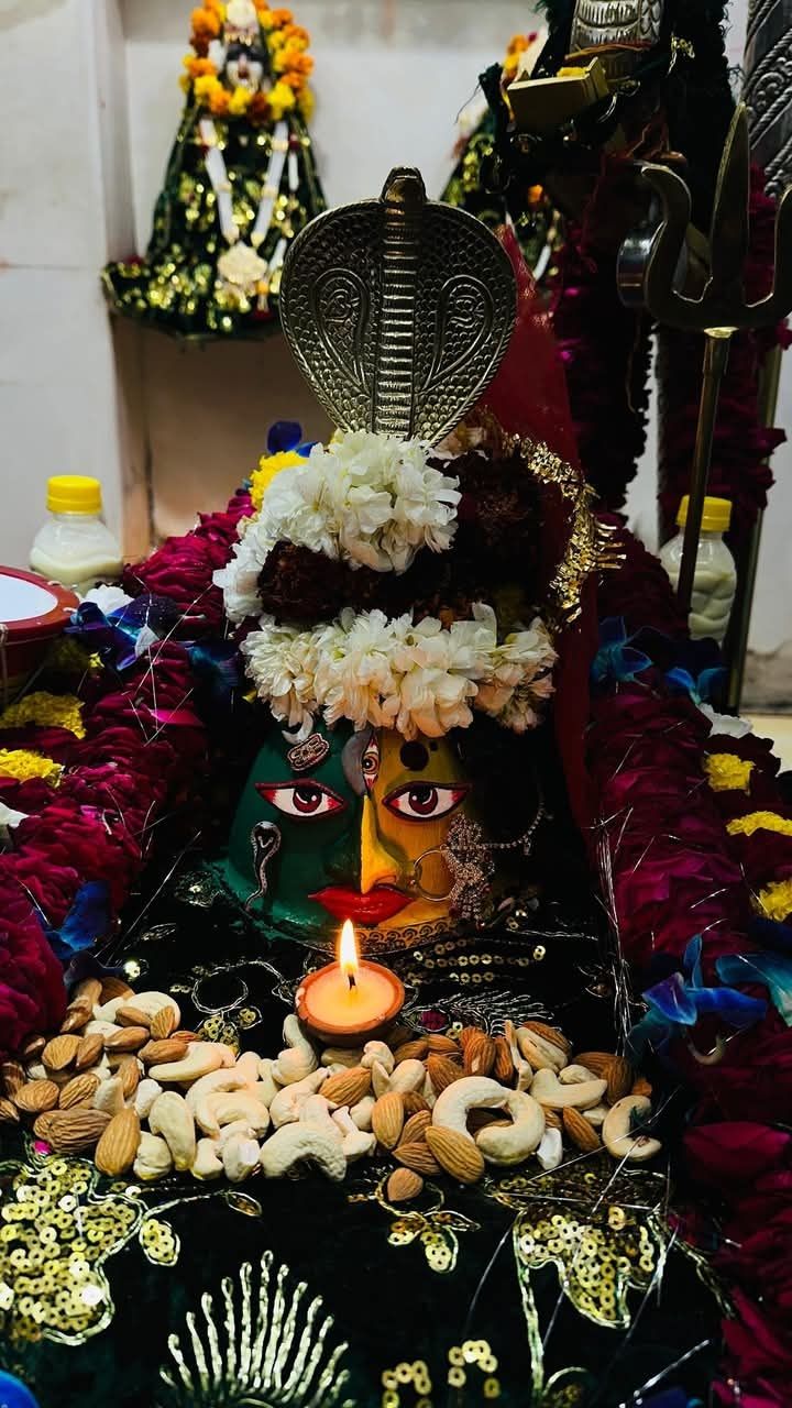 In the Shiva temple, the Shivling was decorated with Ardhanarishwar ...