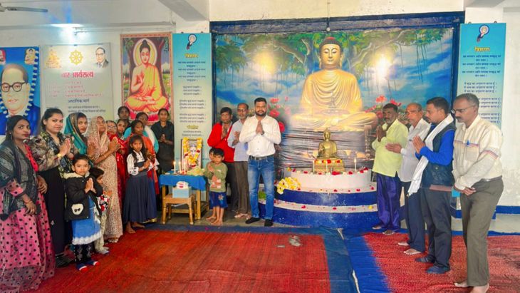 Program at Panchsheel Buddha Vihar on Ramabai Jayanti, flowers offered ...