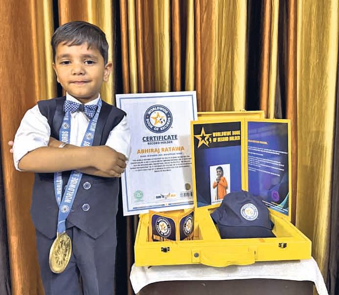 3 year old Abhiraj Ratawa of Kishangarh created a record again ...
