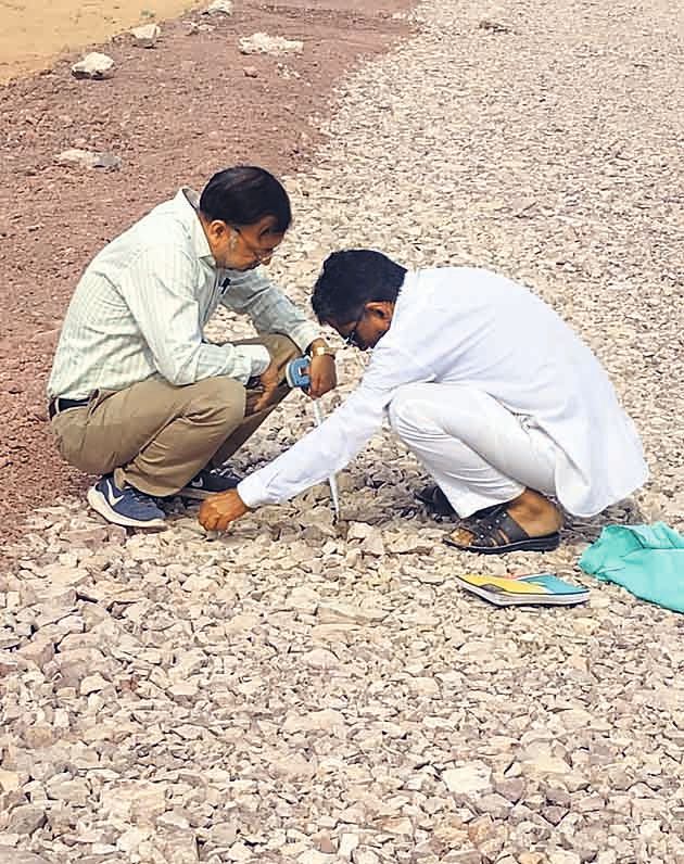 PWD Executive Engineer Dabi inspected the road construction