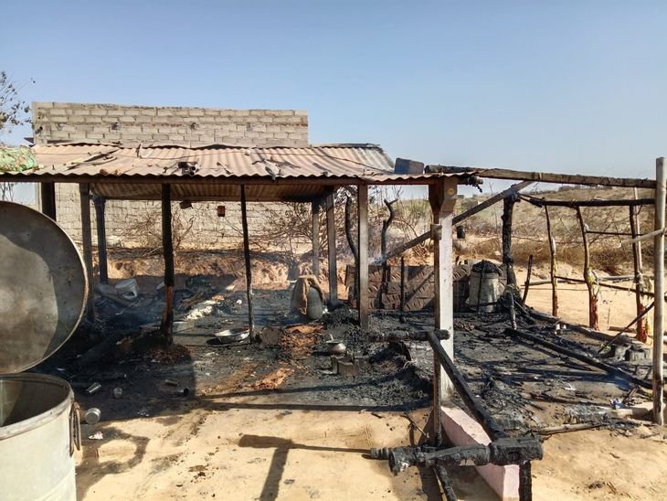 A hut caught fire in Malwada of Raniwada