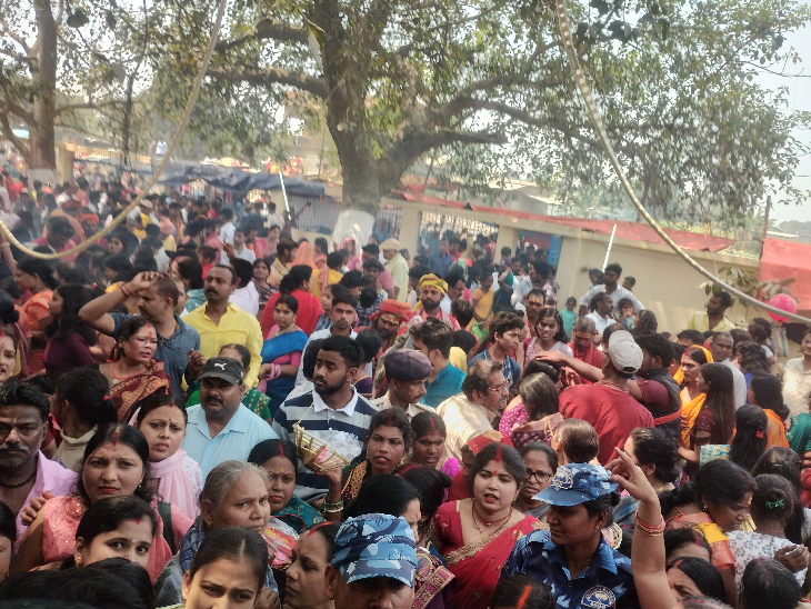 A huge crowd of devotees gathered at Belauri temple on Sheetla Ashtami ...