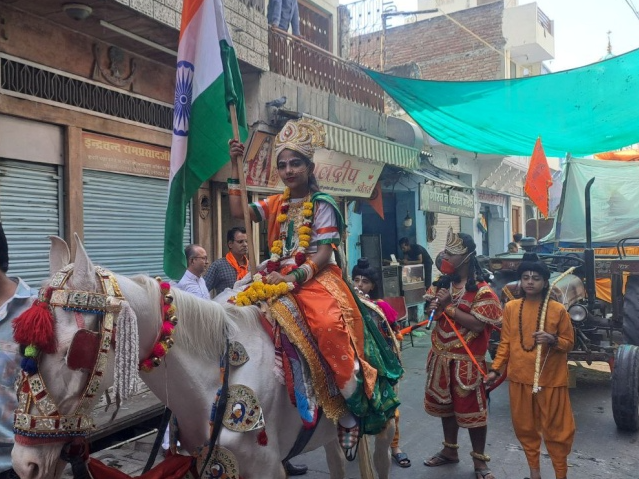 A procession of Saint Pipa Maharaj was taken out in Pali Marwar, year 2025.