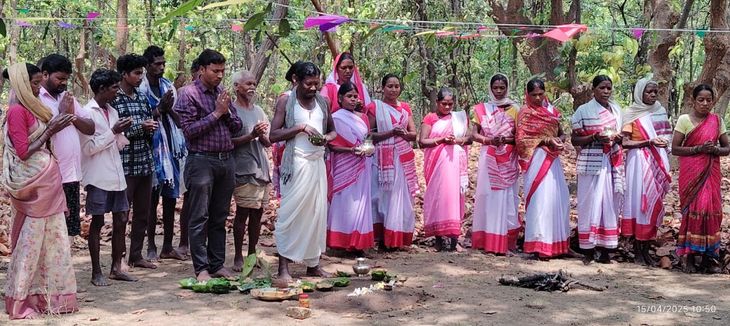 A procession was taken out in tribal costumes on the occasion of Sarhul ...